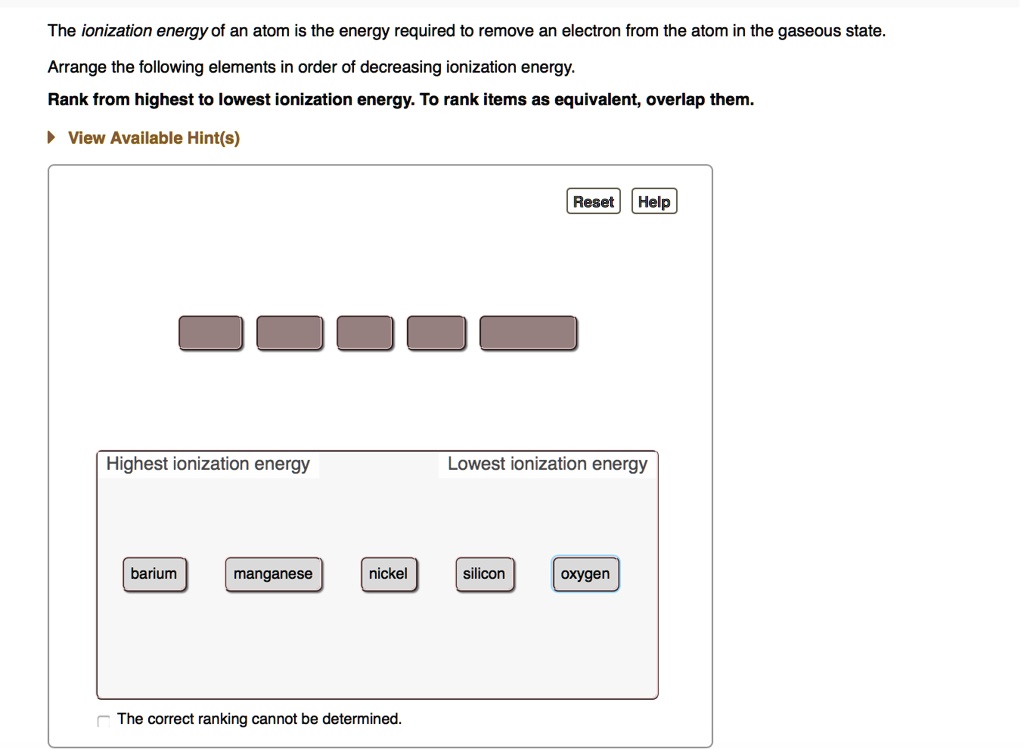 the ionization energy of an atom is the energy required to remove an ...