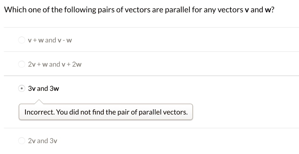 which one of the following pairs of vectors are parallel for any ...