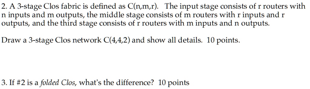 Solved A 3 Stage Clos Fabric Is Defined As C N M R The Input Stage