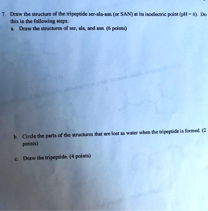 draw the structure of the tripeptide ser ala asn or san at its ...
