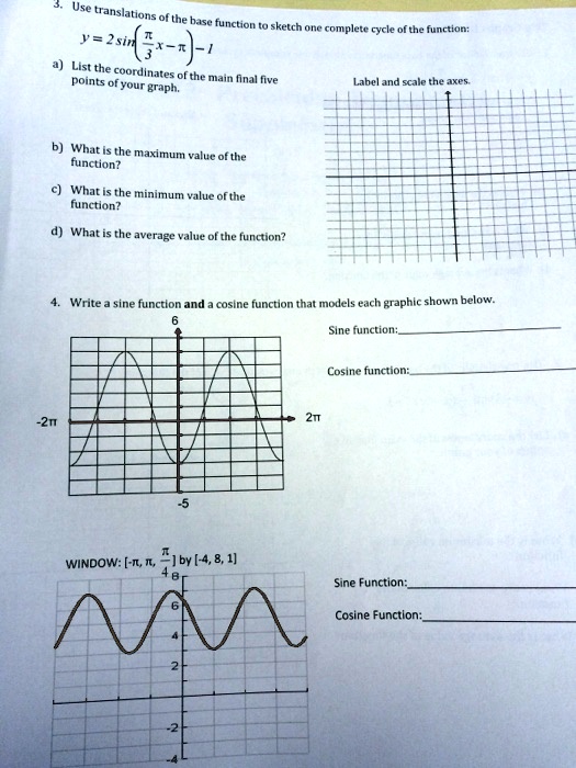 tunylznont olthe he unctuj sketch one complete cycle ofthe function 2sin x t 1 list the ...