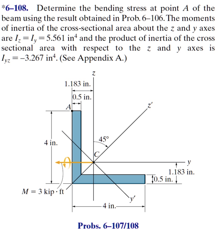 *6–108. Determine the bending stress at point A of the beam using the ...
