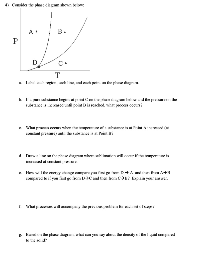 SOLVED: Consider the phase diagram shown below: A: B: P: D: C: T: a ...