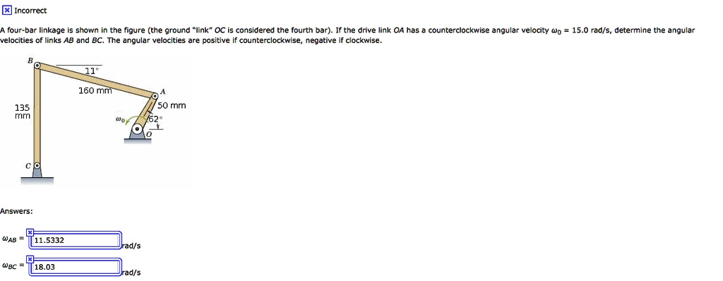 Solved A Four Bar Linkage Is Shown In The Figure The Ground “link” Oc Is Considered The Fourth 