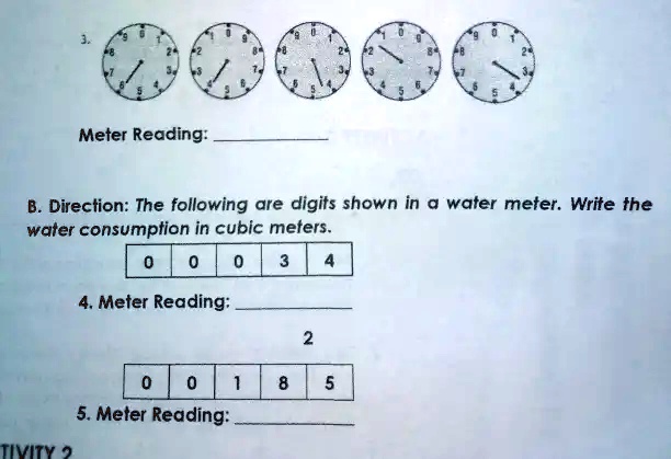 SOLVED: Meter Reading: B. Direction: The following are digits shown in ...