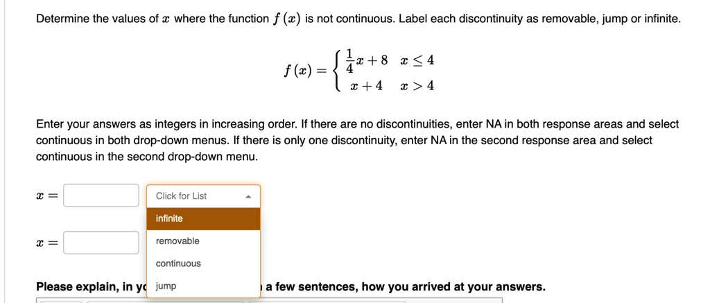 Solved Determine The Values Of € Where The Function F 1 Is Not