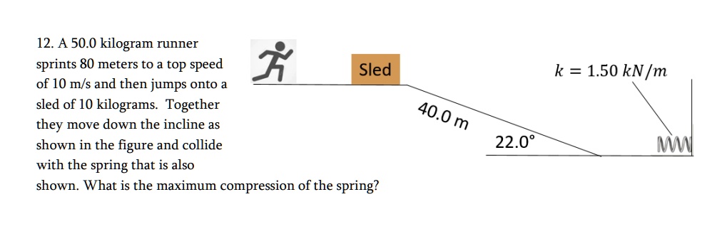 SOLVED: 12. A 50.0 kilogram runner sprints 80 meters to a top speed H ...