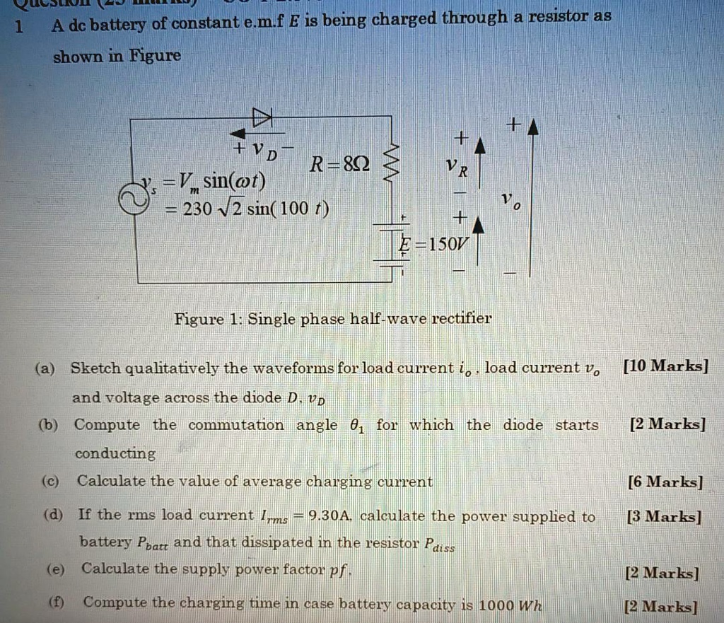 A DC battery of constant e.m.f E is being charged through a resistor as ...