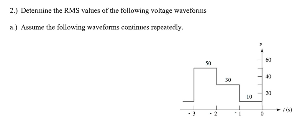 SOLVED: 2.) Determine the RMS values of the following voltage waveforms ...