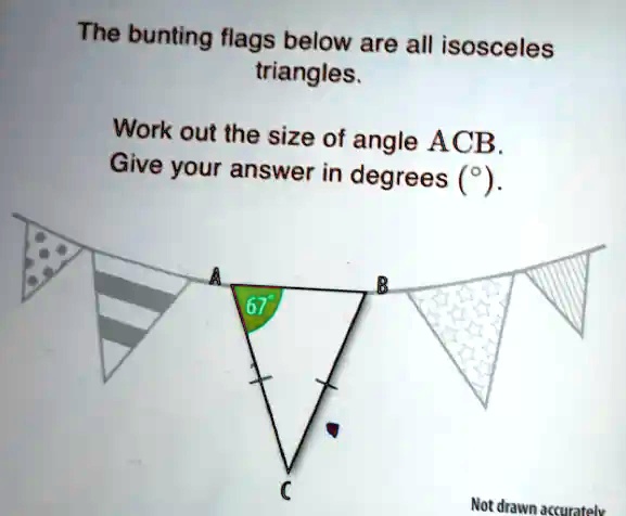 SOLVED: The bunting flags below are all isosceles triangles. Work out the size of angle ACB ...