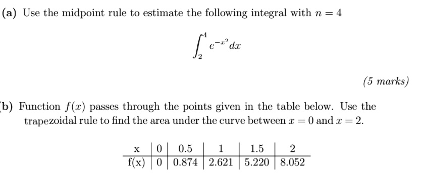 a use the midpoint rule to estimate the following integral with n 4 2 ...