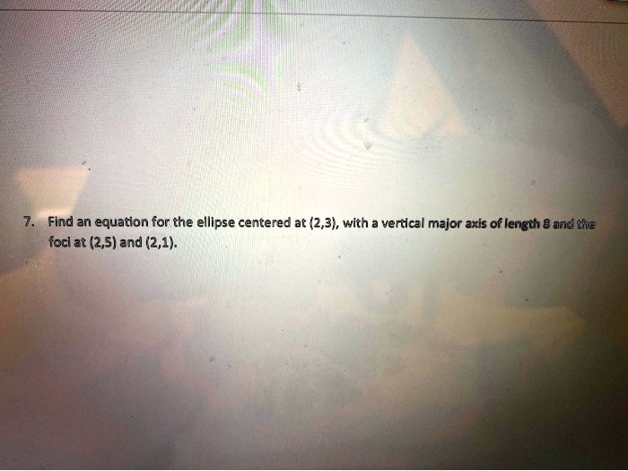 SOLVED:Find an equation for the ellipse centered at (2,31, with a ...