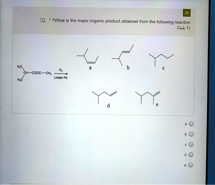 SOLVED: ?What is the major organic product obtained from the following reaction (ii HSc c-C=C Cl ...