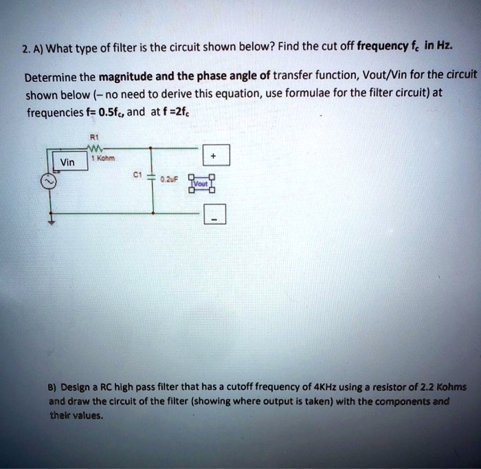 What type of filter is the circuit shown below? Find the cut-off ...