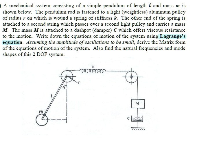 mechanical system consisting of a simple pendulum of length and mass m ...