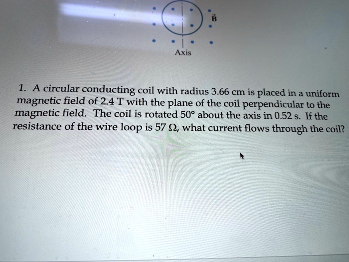 axis a circular conducting coil with radius 366 cm is placed in a uniform magnetic field of 24 t ...