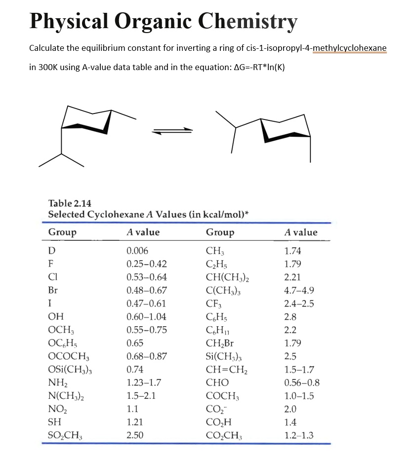 SOLVED: Texts: Physical Organic Chemistry Calculate the equilibrium ...