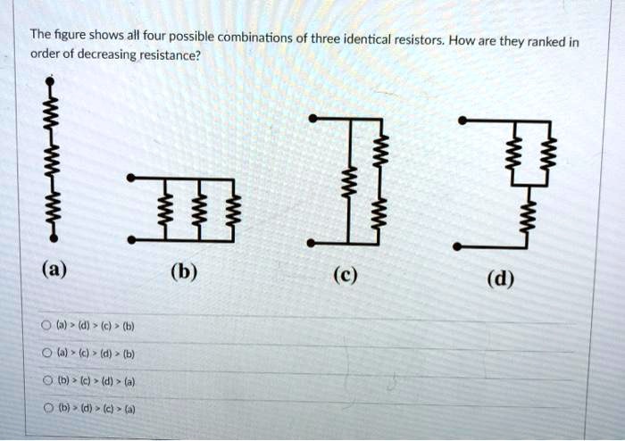 SOLVED:The figure shows all four possible combinations of three identical resistors: How are ...