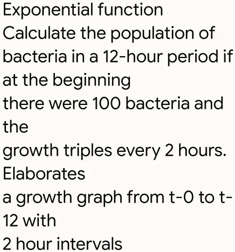 SOLVED: Exponential function Calculate the population of bacteria in a ...