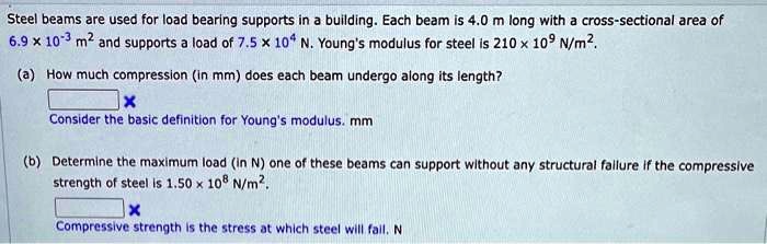 SOLVED: Steel beams are used for load-bearing supports in a building ...