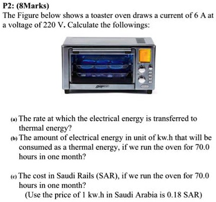 P2: (8Marks) The Figure below shows a toaster oven draws a current of 6 ...