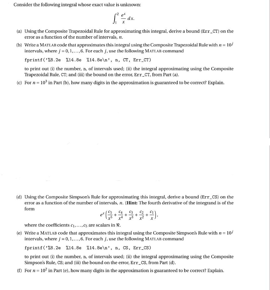 Solved Please Show Your Solutions Step By Step Consider The Following Integral Whose Exact