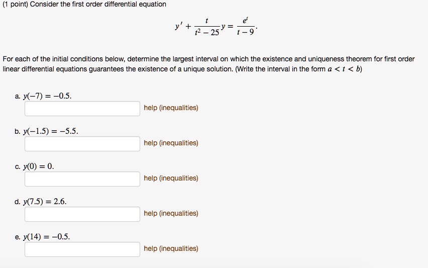 Solved Point Consider The First Order Differential Equation 25y For Each Of The Initial
