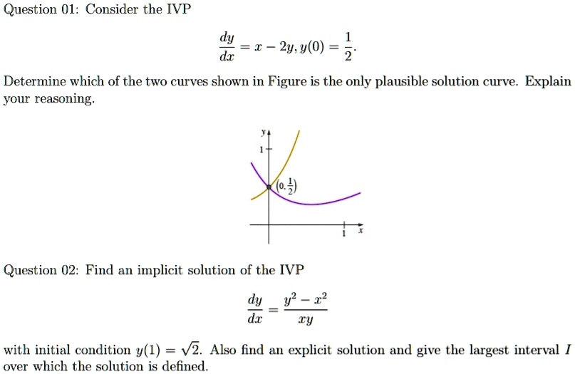 SOLVED: Please elaborate and do step by step. Question 01: Consider the IVP dy/dx = 1 - 2y, y(0 ...