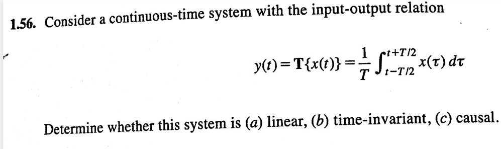 Solved Continuous Time System With The Input Output Relation 156