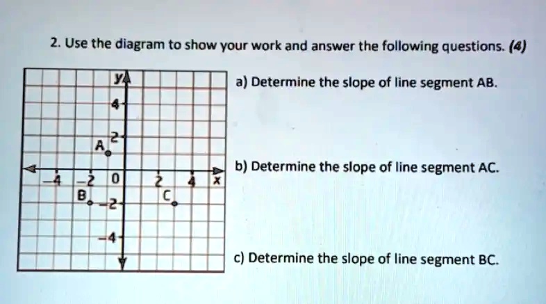 2. Use the diagram to show your work and answer the following questions. (4) a) Determine the ...