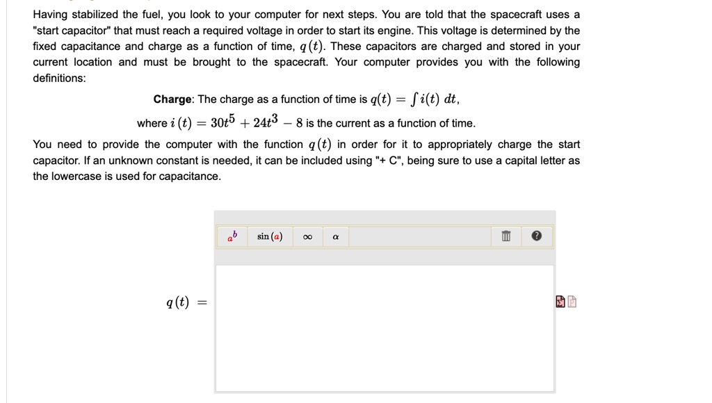 Having stabilized the fuel, you look to your computer for next steps ...