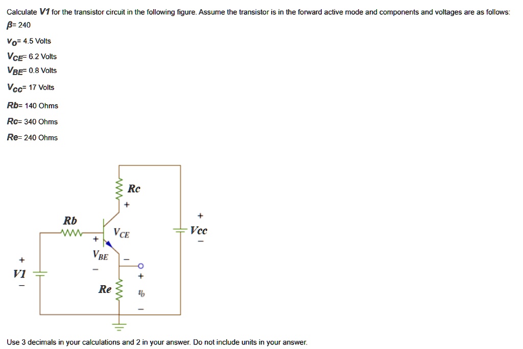 Calculate V1 for the transistor circuit in the following figure. Assume ...