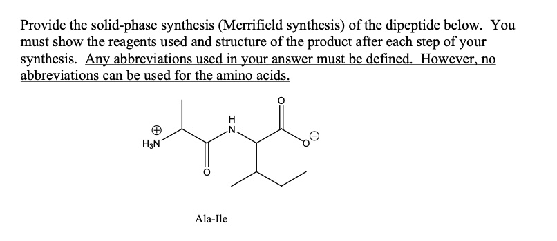 SOLVED:Provide the solid-phase synthesis (Merrifield synthesis) of the ...