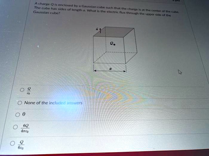 A charge Q is enclosed by a Gaussian cube such that the charge is at the center of the cube. The ...
