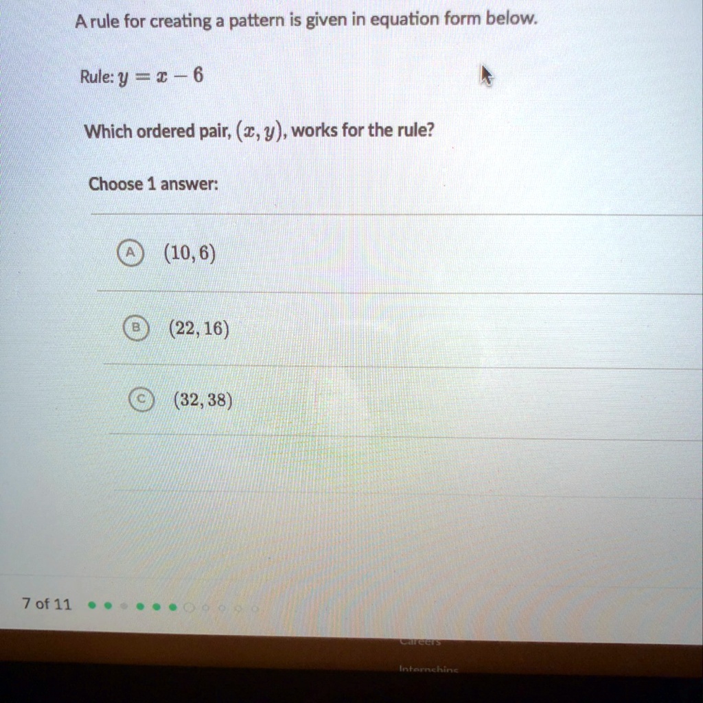 SOLVED: 'A rule for creating a pattern is given in equation form below. Arule for creating a ...