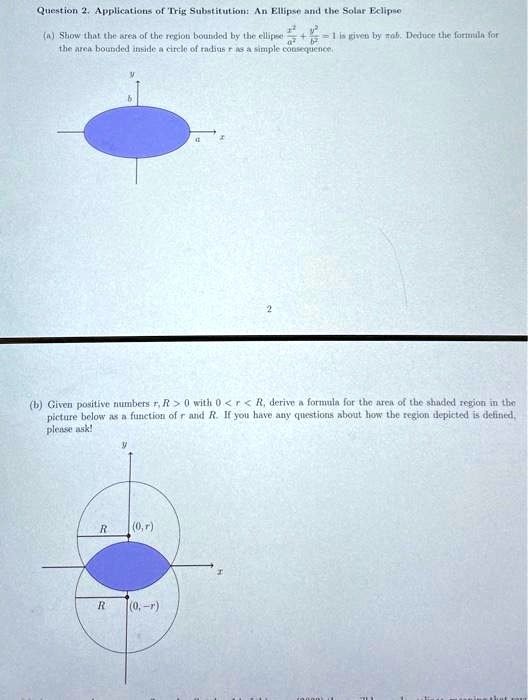 Solved Question 2 Applications Of Trig Substitution An Ellipse And 8955