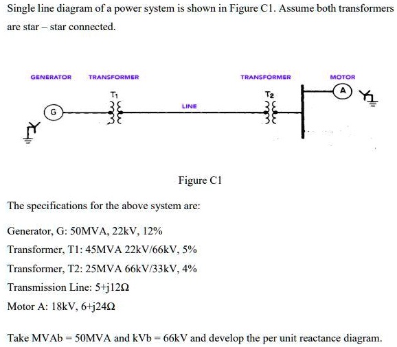 single line diagram of a power system is shown in figure c1assume both transformers are star ...