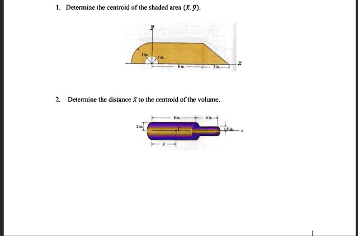 SOLVED: 1. Determine the centroid of the shaded area (xy). 2. Determine ...