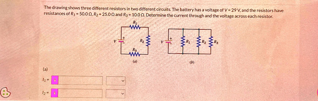 the drawing shows three different resistors in two different circuits ...