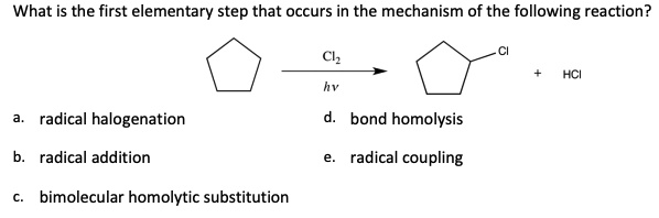 SOLVED: What is the first elementary step that occurs in the mechanism ...