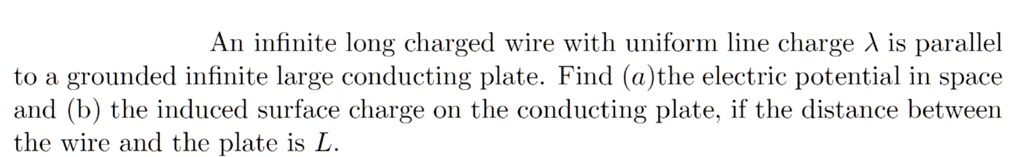 An infinite long charged wire with uniform line charge λis parallel to ...