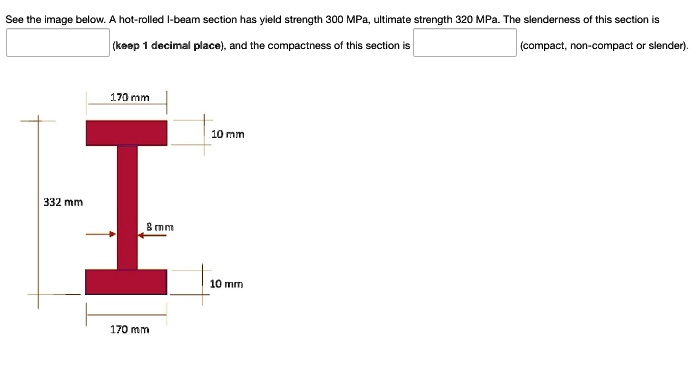 see the image below a hot rolled i beam section has yield strength 300 ...