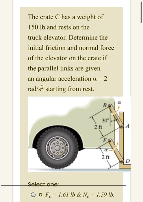 SOLVED: The crate C has a weight of 150 lb and rests on the truck ...
