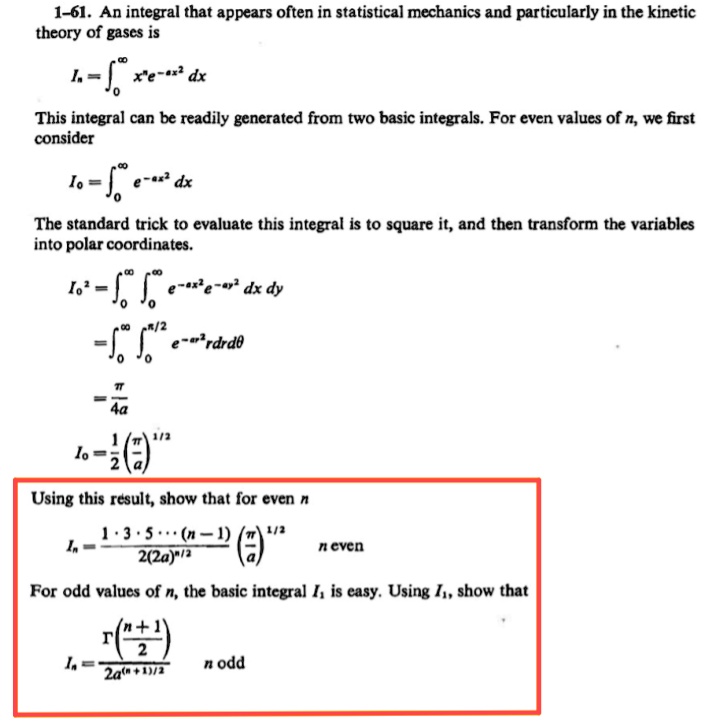 SOLVED: An integral that appears often in statistical mechanics and ...