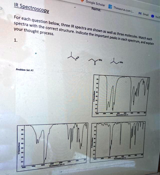 SOLVED: ER Google Scholar Spectroscopy Name: Tnesaurus E com |= 6741 For each question spectra ...