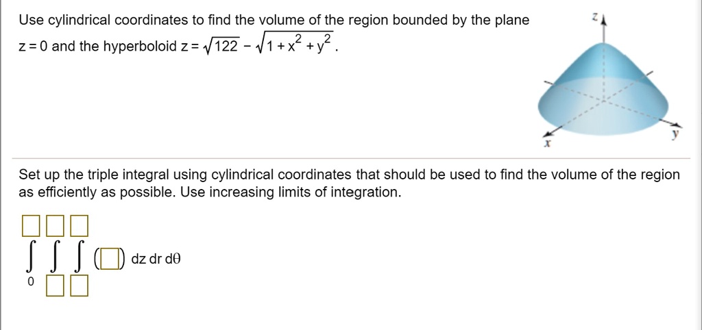 SOLVED: Use cylindrical coordinates to find the volume of the region ...