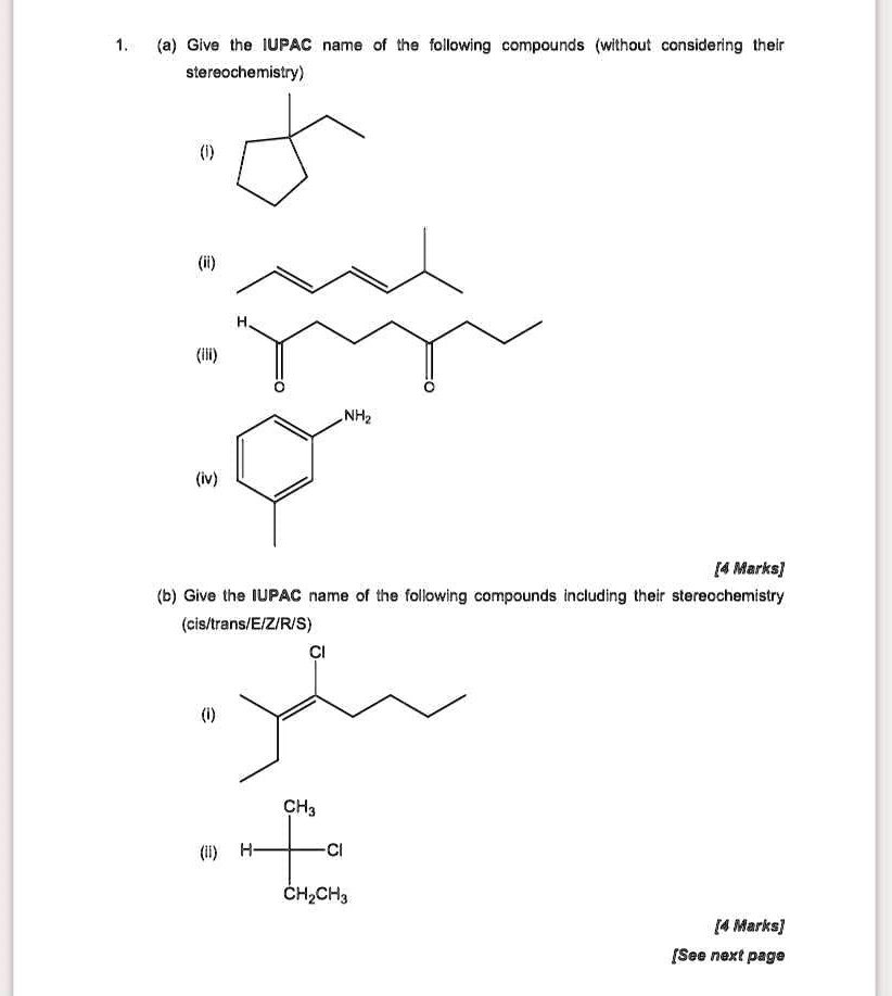 a give he iupac name of the following compounds wlthout considerlng ihelr stereochemistry 4 ...