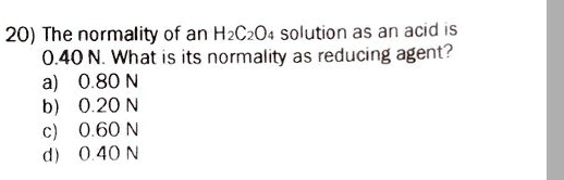 SOLVED: The normality of an HClO4 solution as an acid is 0.40 N. What ...