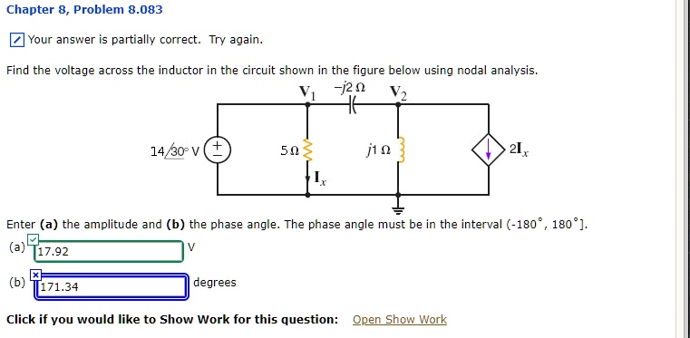 Find the voltage across the inductor in the circuit shown in the figure below using nodal ...