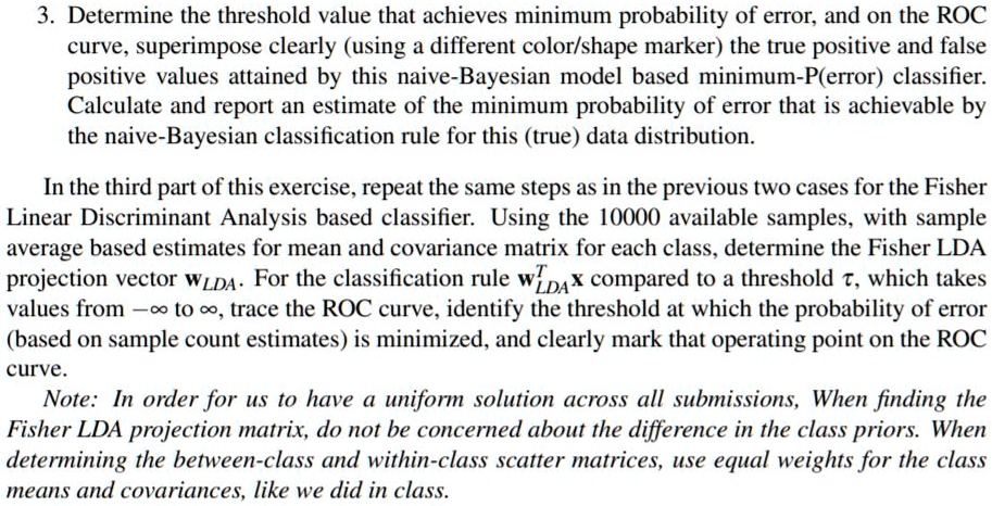 determine the threshold value that achieves minimum probability of ...